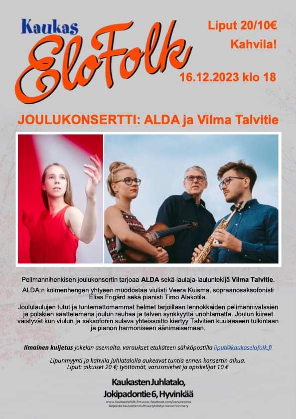 Konsertti Juhlatalolla – Kaukas – Myllykylä – Uusikylä